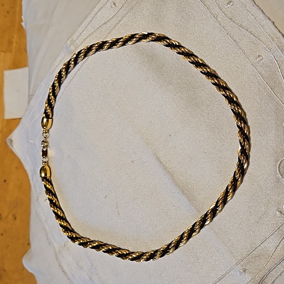 Trifari | Jewelry | Vintage Crown Trifari Goldtone Thick Black Rope ...